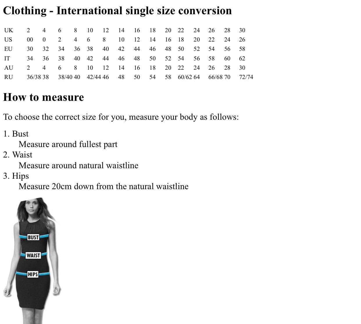 Size Chart - Milliner & Joseph